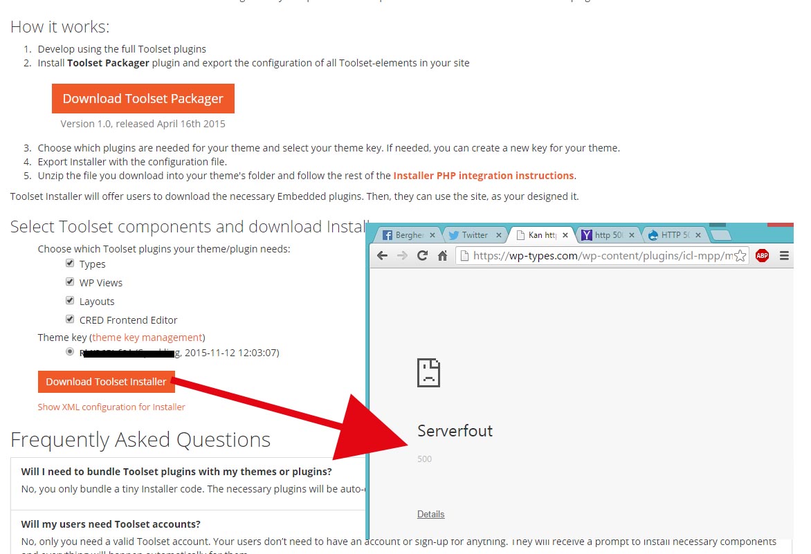 HTPP 500 Error After Clicking Download Toolset Installer Button HTPP 500 Error After Clicking Download Toolset Installer Button