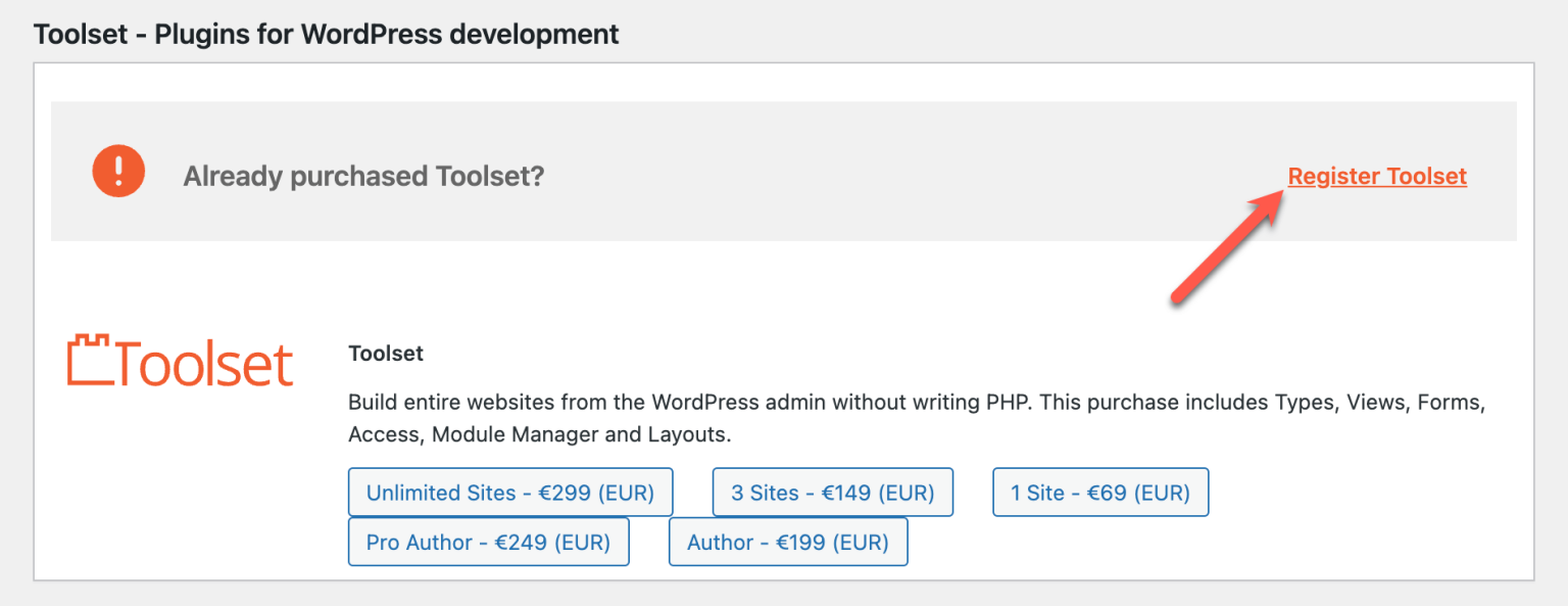 How to install and register Toolset - Toolset