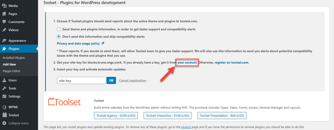 How to install and register Toolset - Toolset
