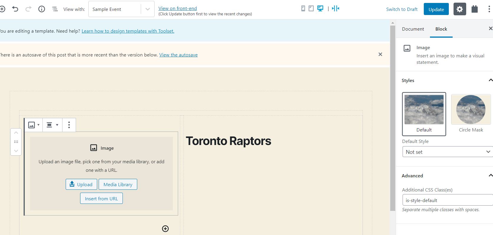 Dynamic source input for image - Toolset