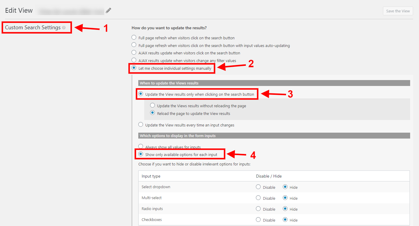 Update custom search field when select another field - Toolset