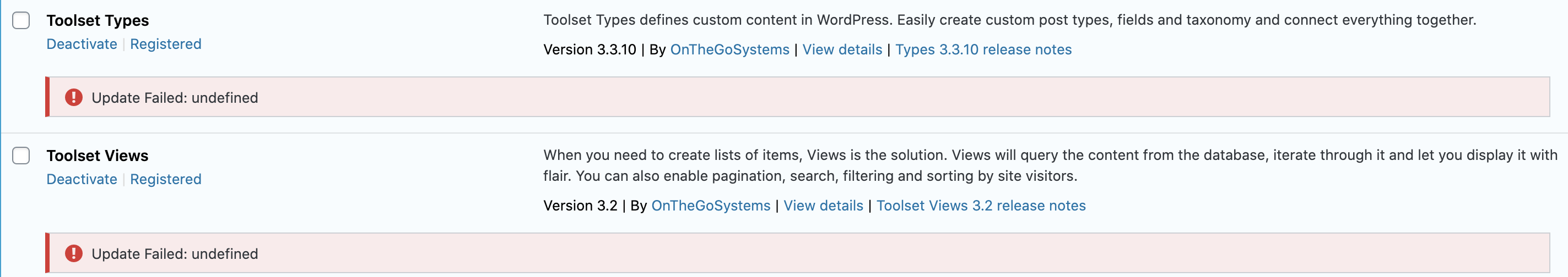 I need help updating plugin - Toolset
