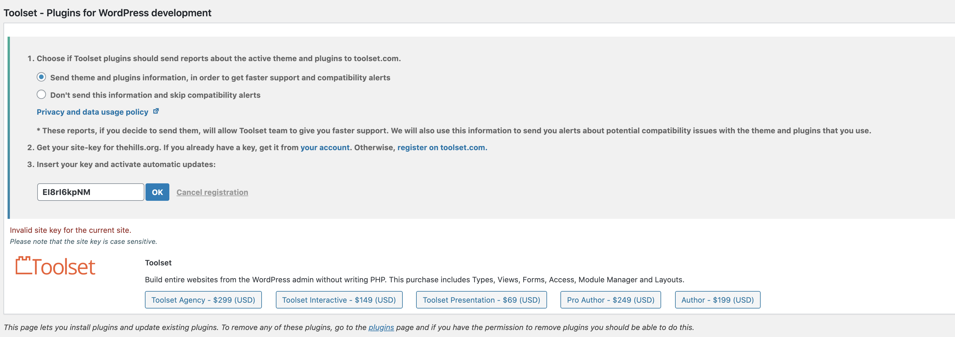 I need help updating plugin - Toolset