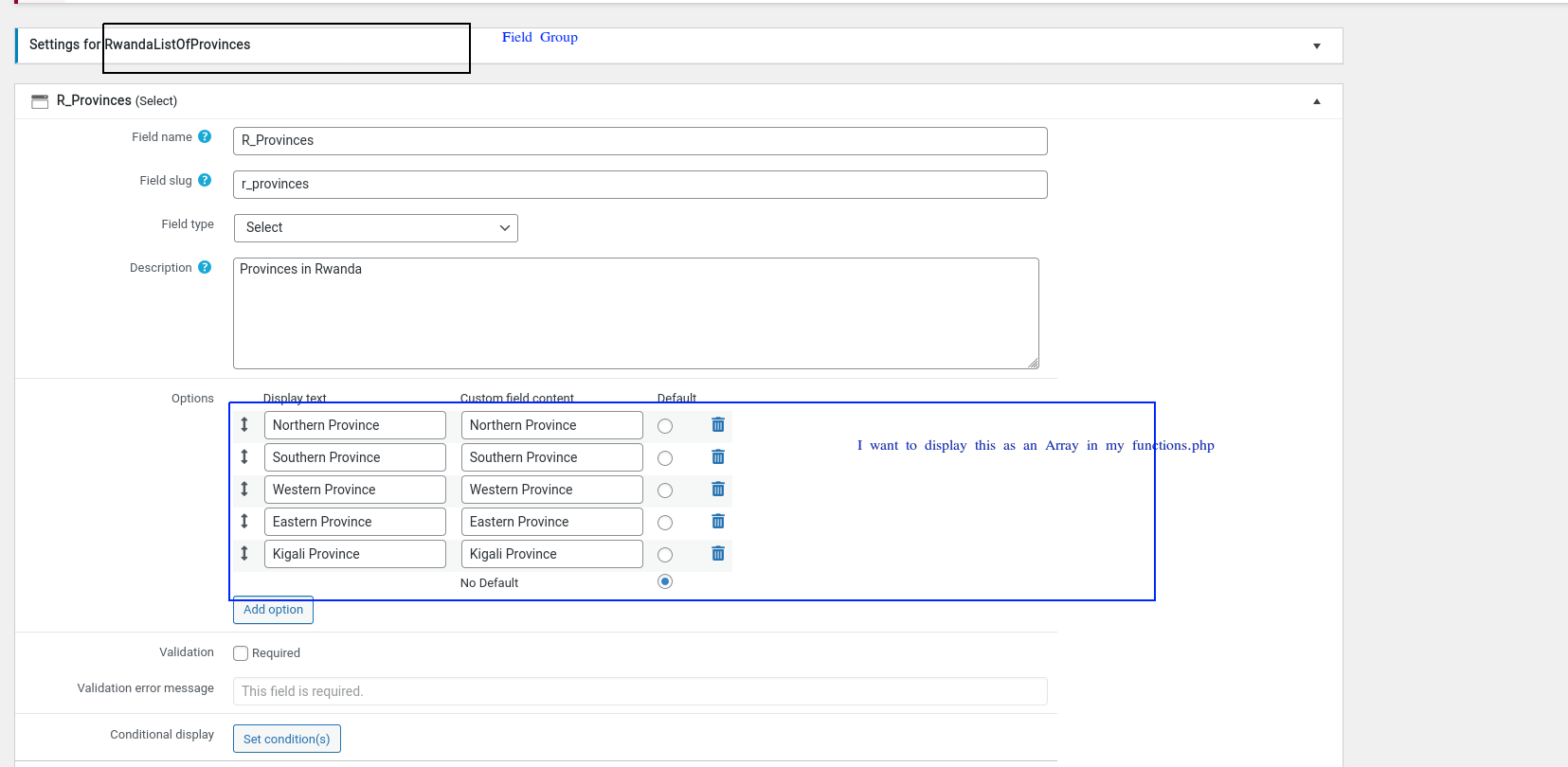 Create Custom Dropdown From Custom Fields Toolset