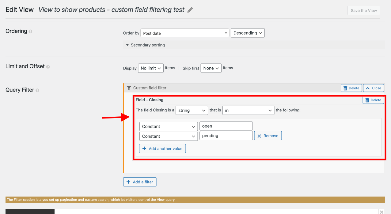 Filtering a view to match two radio values in one custom field - Toolset