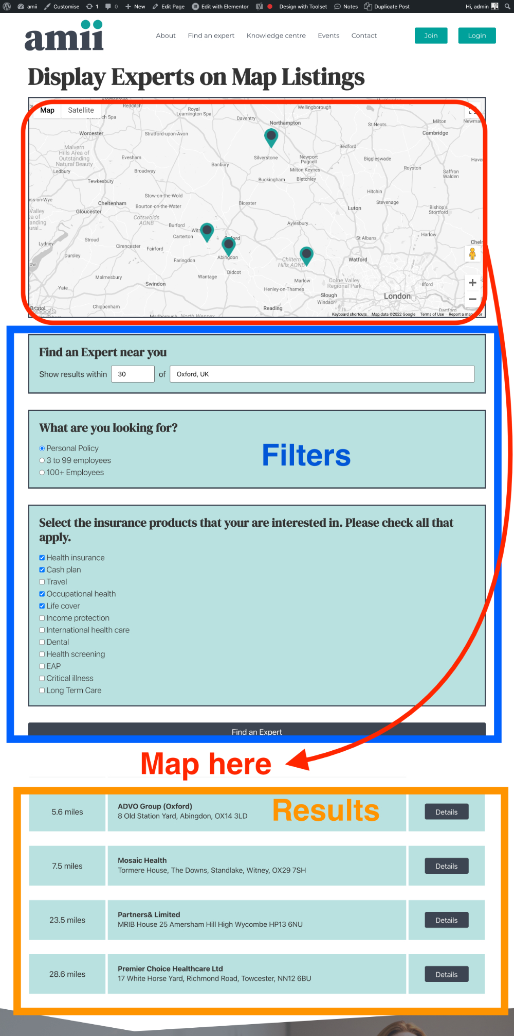Position Map after filters before results - Toolset