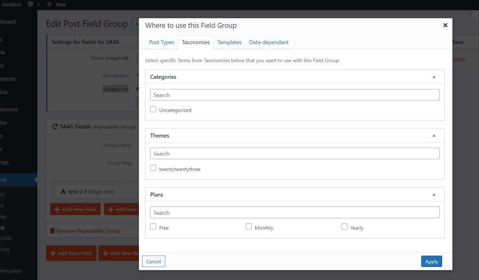 Conditional group not working on custom taxonomies? - Toolset