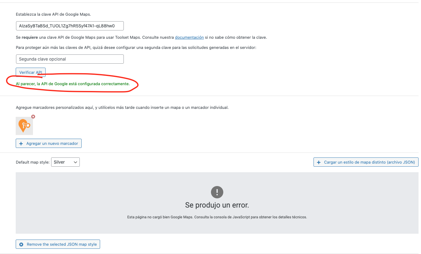 Maps stop working, and after correcting in Google API console not showing maps - Toolset