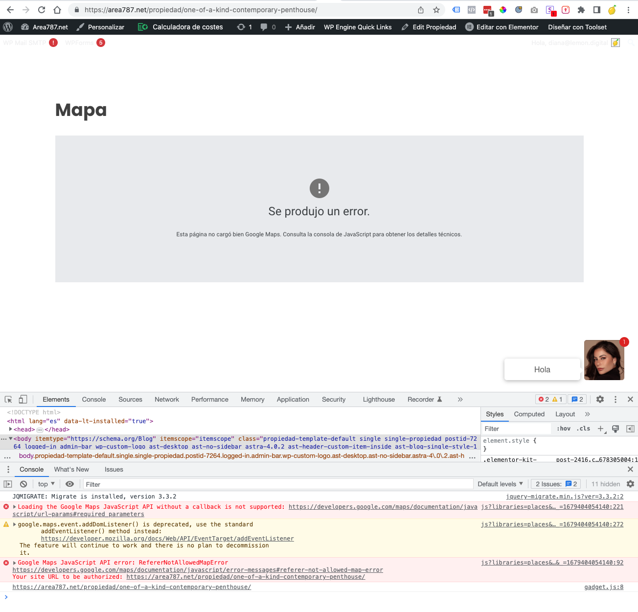 Maps stop working, and after correcting in Google API console not showing maps - Toolset