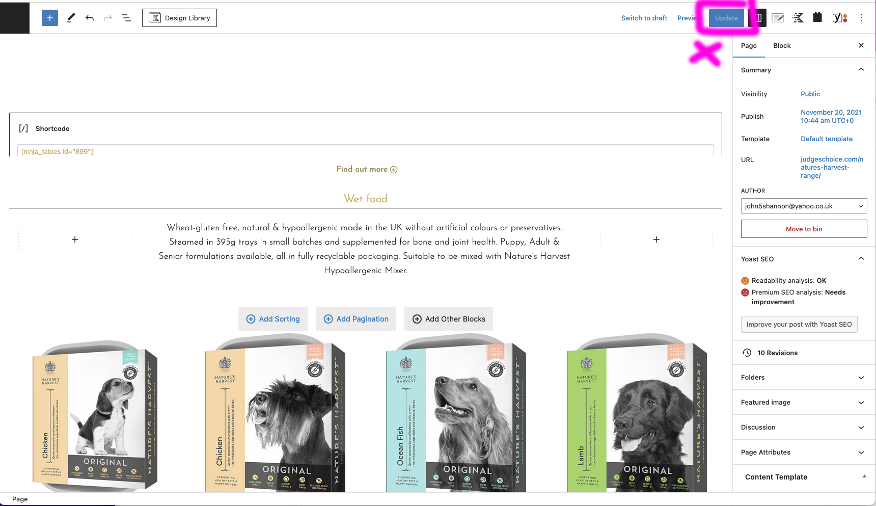 When toolset blocks is activated the update page function stops working - Toolset