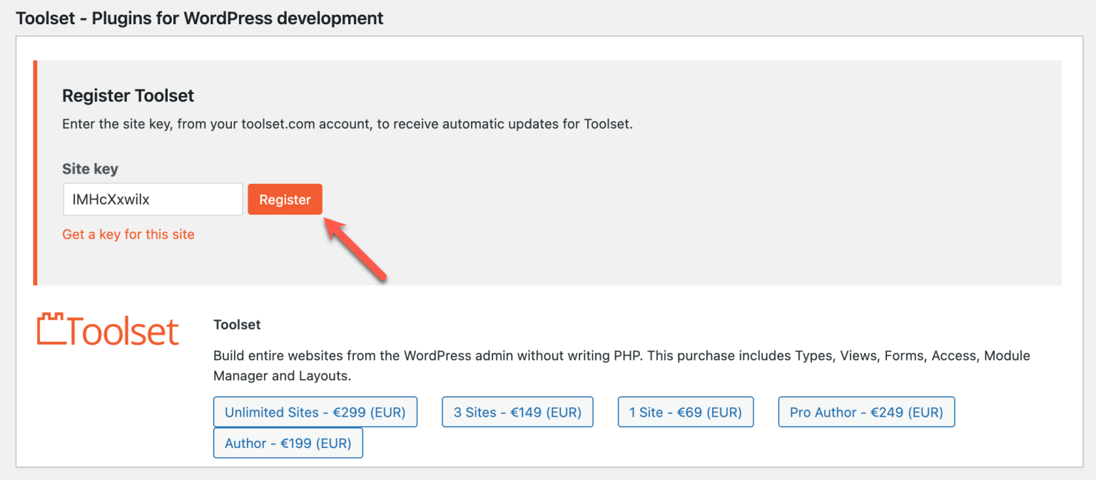 How to install and register Toolset - Toolset