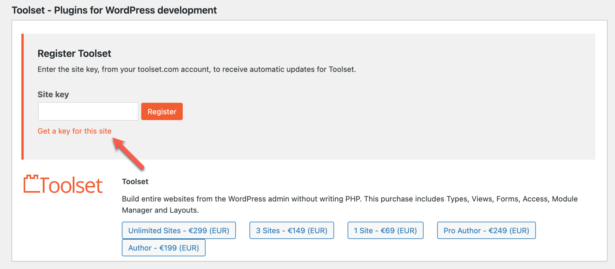How to install and register Toolset - Toolset