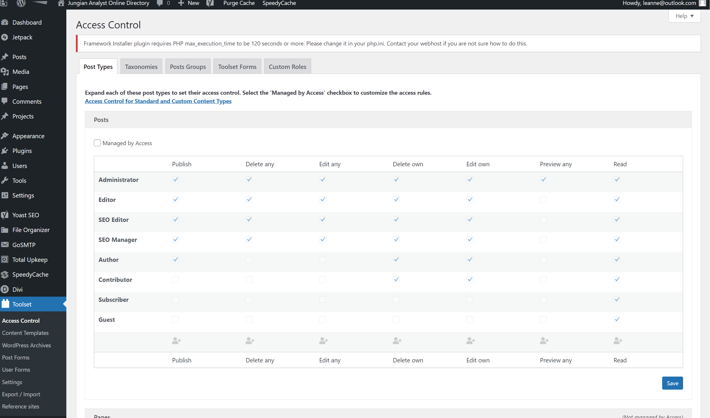 Help getting to dashboard - Toolset