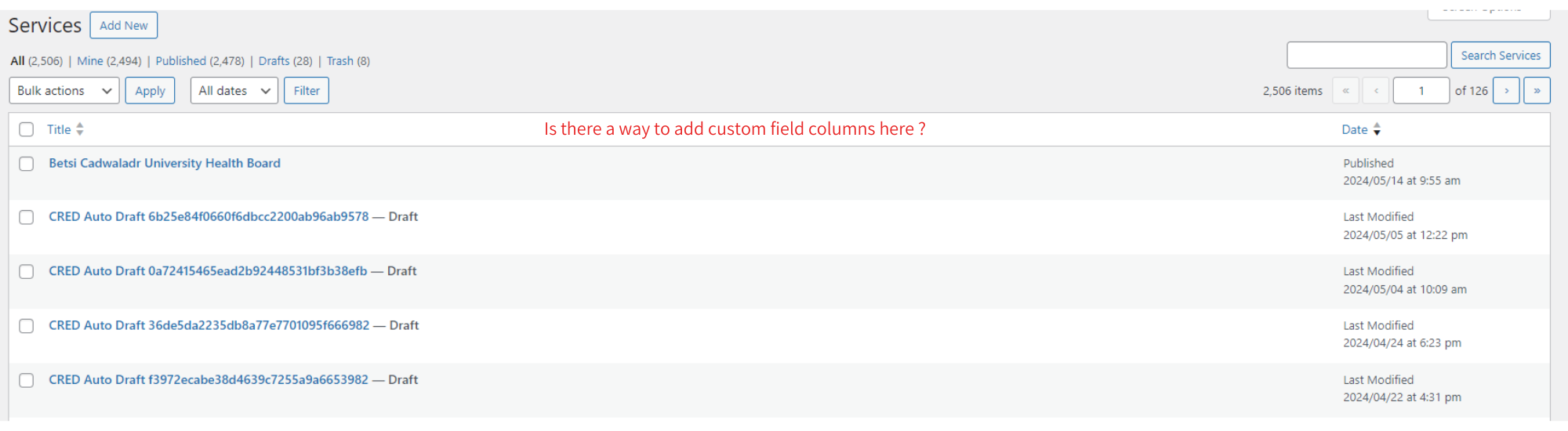 How to add custom fields to the custom post listing columns - Toolset